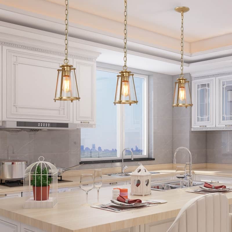 Modern 1-Light Gold Pendant Glass Kitchen Island Lights for Dining Room ...