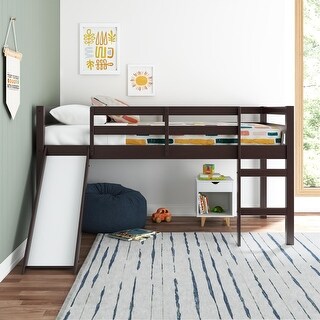 DHP Milton Kids' Low Loft Bed with Slide, Twin, Brown - Bed Bath ...