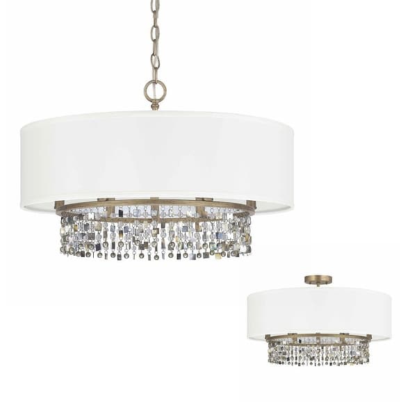 Harper 6-light Brushed Gold Pendant/ Semi-Flush Mount - Brushed Gold ...