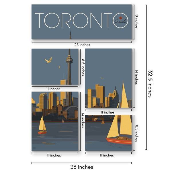 Americanflat Toronto Canada SailBoats 5 Piece Grid Wall Art Room Decor ...