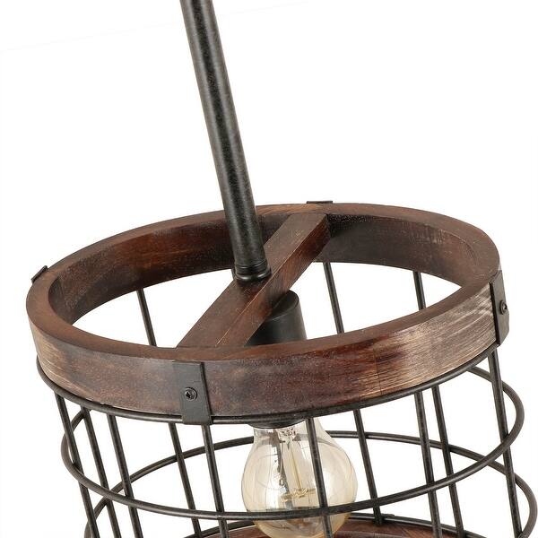 Anmytek Farmhouse Wood Pendant Light Hanging Light Fixture For Kitchen