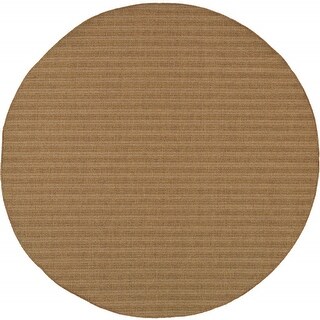 8' Round Tan Round Striped Stain Resistant Indoor Outdoor Area Rug - 6 ...