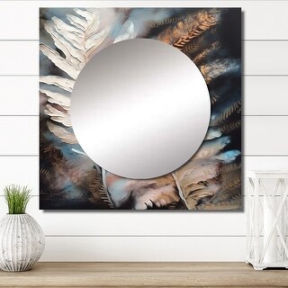 Designart "Cream Fern Reverie" Ferns Wall Mirror - Floral Large Square ...