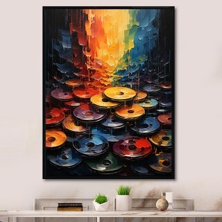 Designart "Colorful Record Vinyl Symphony I" Vinyl Records Framed Wall ...