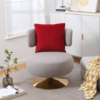 Grey Fabric Swivel Accent Chair Armchair, Round Barrel Chair Modern ...