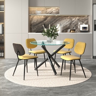5pc Contemporary Dining Set - Black Table and Mustard Chair - On Sale ...
