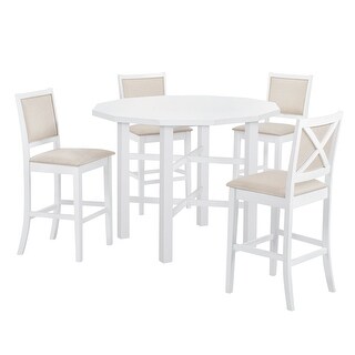 5 Piece Counter Height Irregular Dining Table Set,w/4 Cushioned Chairs ...