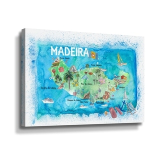 Madeira Portugal Island Illustrated Map with Landmarks and Highlights ...