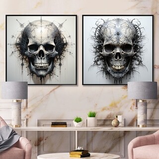 Designart "Art Of The Skull" Skull Framed Art Set Of 2 - Modern Wall ...