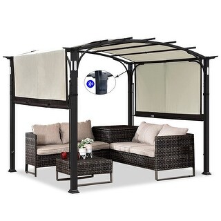 8'x10' Patio Pergola Outdoor Garden Pergolas with Retractable Shelter Shades - Bed Bath & Beyond ...