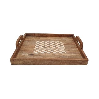 Transpac Wood 16 in. Multicolored Herringbone Serving Tray - Bed Bath ...