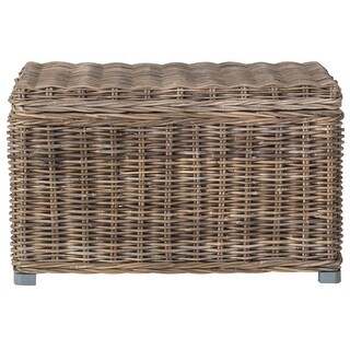 SAFAVIEH Helen Grey Natural Rattan Storage Trunk - 29.9" x 18.1" x 18.7 ...