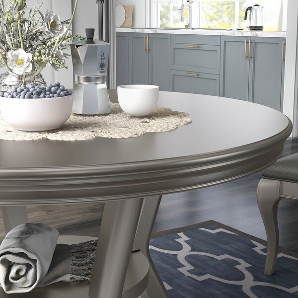 Furniture of America Glam 48 inch Wood Round Dining Table with Shelf