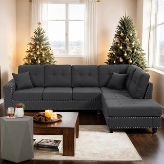 109.2'' L-shaped Modular Sectional Sofa with Removable Back Cushions ...