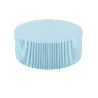 Light Blue 35.43" Modern Style Round Coffee Table with Handcrafted ...