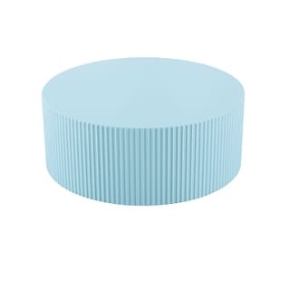 Light Blue Modern Round Coffee Table with Relief Design - Bed Bath ...