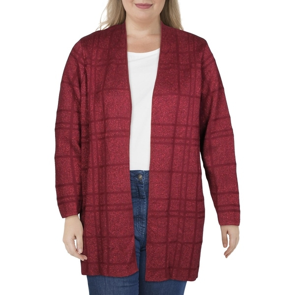 Kasper Womens Plus Cardigan Sweater Metallic Long - Claret - Overstock ...