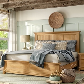 Furniture of America Wellington Farmhouse Natural Oak Solid Wood Panel ...