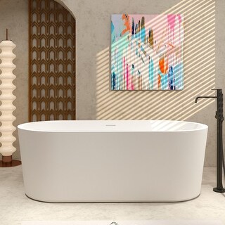Alvana 65'' x 28'' White Modern Freestanding Acrylic Bathtub - Bed Bath ...