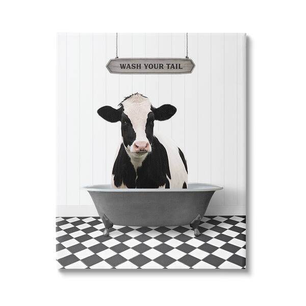 Stupell Wash Your Tail Bathroom Canvas Wall Art Design by Lettered and ...