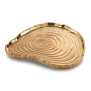 Botanic Collection Titanium Porcelain Tree Bark Tray 13 x 12" Gold ...