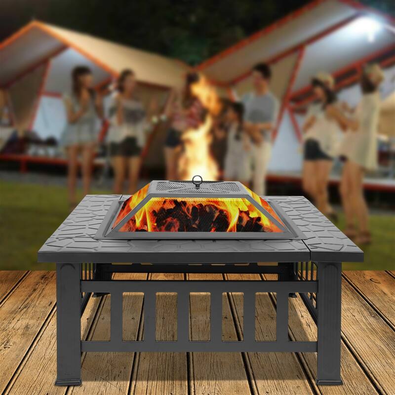 32in Iron Square Wood-burning Brazier - 32'' - Overstock - 35089796