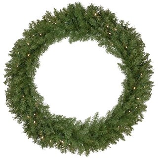 Pre-Lit Rockwood Pine Artificial Christmas Wreath 36-Inch Warm White ...