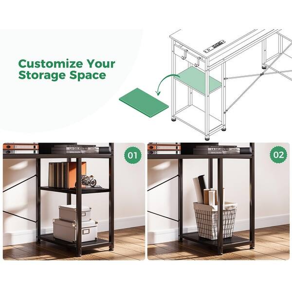 48" Small Computer Desk with Power Outlets & Type-C, Writing Desk with ...