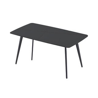 Sintered Stone Dining Table Thickness of 12mm Porcelain 70.2'' Black ...