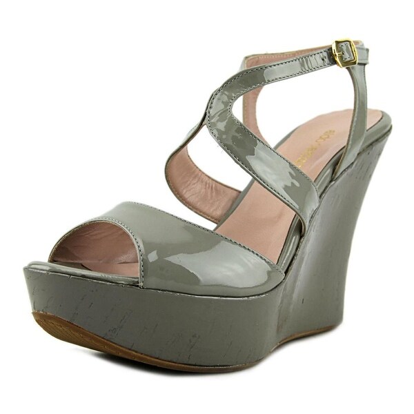 Shop Aldo Castagna 2973E13 Women Open Toe Patent Leather Gray Wedge ...