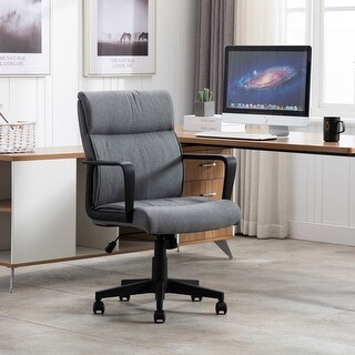 Office Chair Spring Cushion Fabric Chair with PP Arms Leather,Gray ...