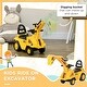 Yellow 2 in 1 Ride on Excavator Digger and Pull Cart with Storage and ...