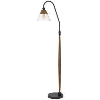 60W Hinton downbridge rubber wood / metal floor lamp with glass shade ...