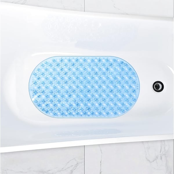 Blue Bubbles Vinyl Non-Slip Bathtub Shower Mat With Suction Cups - 27 ...