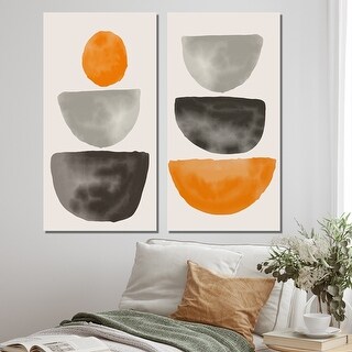 Designart 'Minimal Half Moon Abstracts I' Geometric Set of 2 Pieces ...