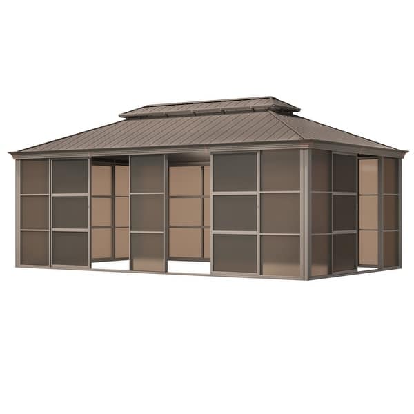 EROMMY Solarium Sunroom, Patio Hardtop, Aluminum Frame Permanent Gazebo ...