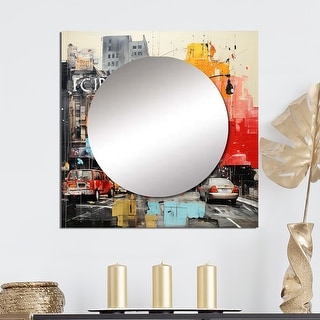 Designart "Urban Collage II" Abstract Collages Wall Mirror - Abstract ...