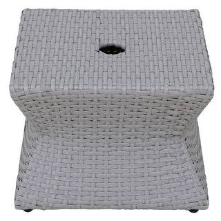Sunjoy 16” Square Outdoor Wicker Side Table with Umbrella Hole ...