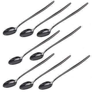 8pcs 8.1'' Length Ice Cream Spoon Stainless Steel Handle - Black - Bed ...