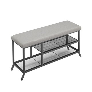 Shoe Bench,Contemporary Entryway Bench with Padded Cushion, Adjustable ...
