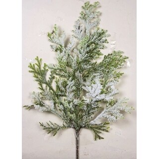 White Flocked Cedar Spray Faux Plants And Trees - Green - Bed Bath ...