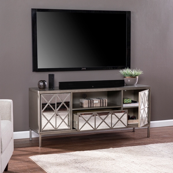 SEI Furniture Mirrored Media TV Stand for TV s Up to 51 Silver Mirror