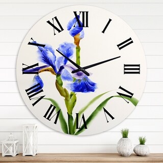 Designart 'Retro Blue Iris Flower' Traditional wall clock - Bed Bath ...