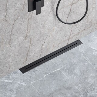 28" Linear Grid Shower Drain Invisible 2 in 1 Tile Insert & Flat Cover ...