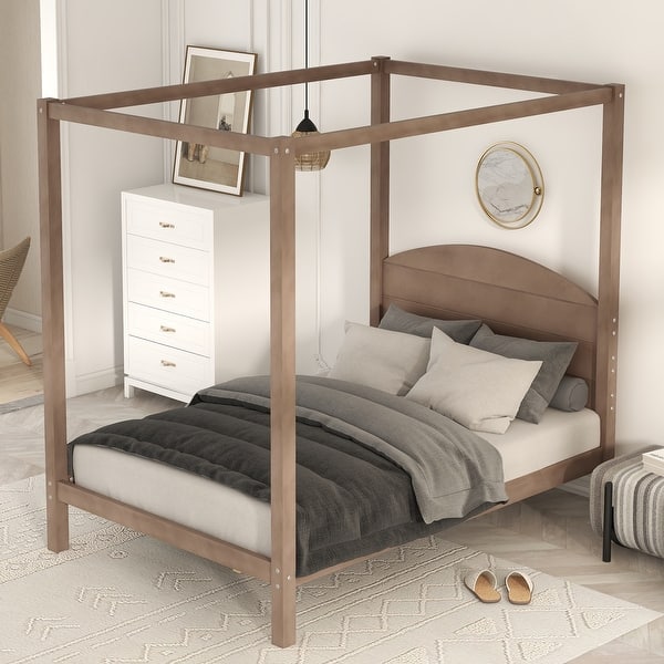 Modern Canopy Platform Bed with Headboard and Support Legs - Bed Bath ...