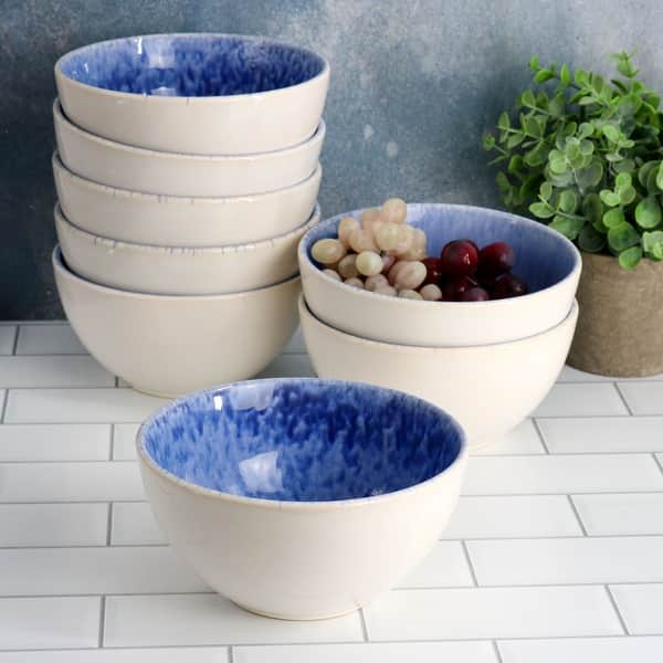 Meritage Kensington 8 Piece 6 Inch Reactive Glaze Stoneware Cereal Bowl ...