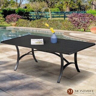 Black Rectangle Patio Aluminum Outdoor Dining Table Accent Side Table ...