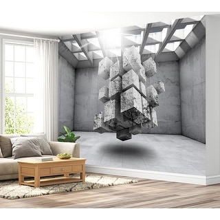 3D Illusion Non-pasted Wallpaper Wall Mural - Concrete Cubes - Bed Bath ...