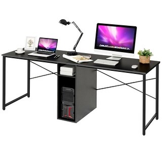 2 Person Double Workstation Computer Office Desk with Storage Black ...
