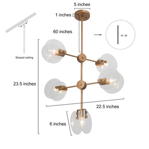 Modern 5-light Gold Chandelier Glass Ceiling Pendant - L 22.4" * W 22.4 ...